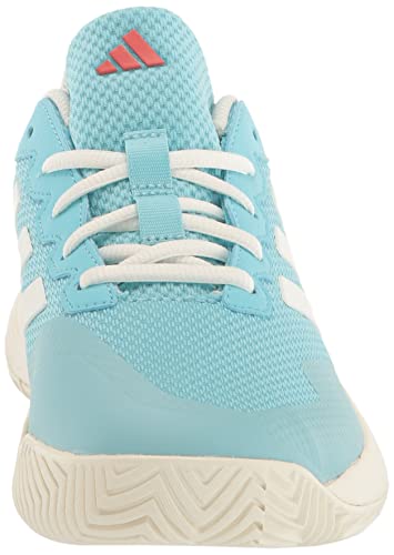 adidas Women's Game Court 2 Sneaker, Light Aqua/Off White/Bright Red, 8.5