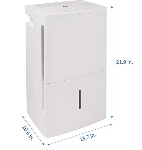GE 35 Pint Portable Room Dehumidifier with Humidistat & 3 Fan Speeds for Bathroom, Bedroom, Basement, and Home Very Damp Spaces, White (Renewed)
