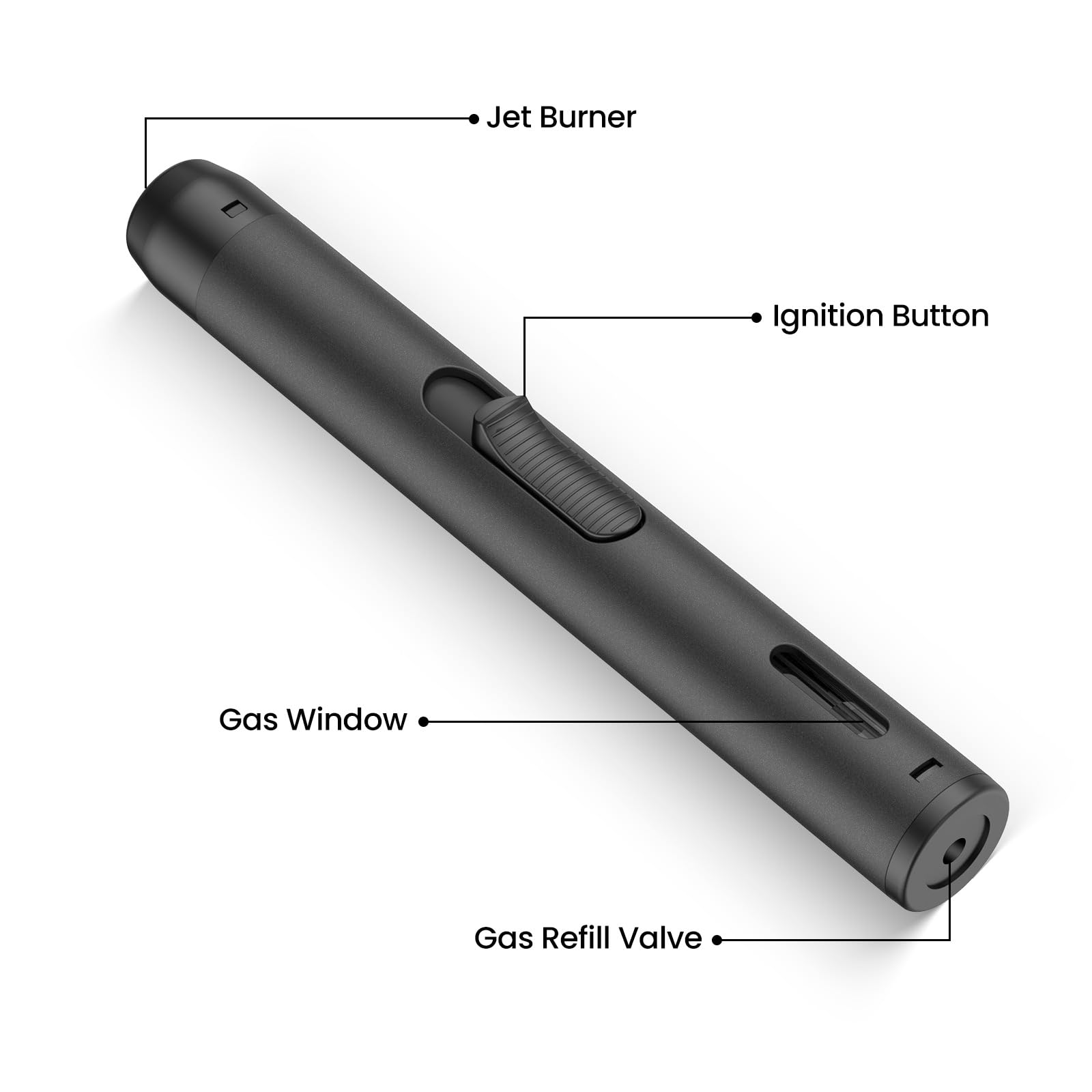 AnWoor Butane Lighter, 2 Pack Torch Lighter Refillable Jet Flame Lighter for Candle Grill BBQ, Black Black