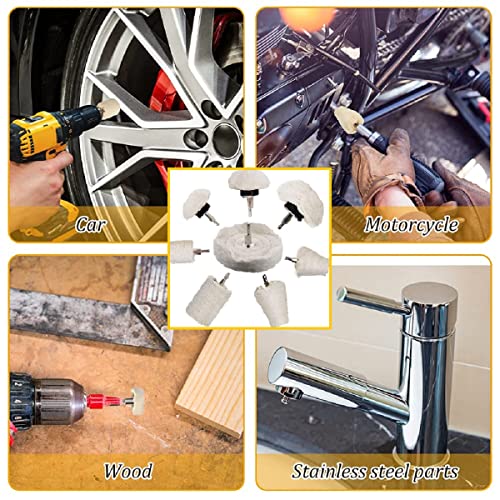 ANWTOTU Polishing Buffing Wheel for Drill - 8Pcs, Polishing Wheel Kit with 1/4 inches Hex Shafts for Manifold/Aluminum/Stainless Steel/Chrome