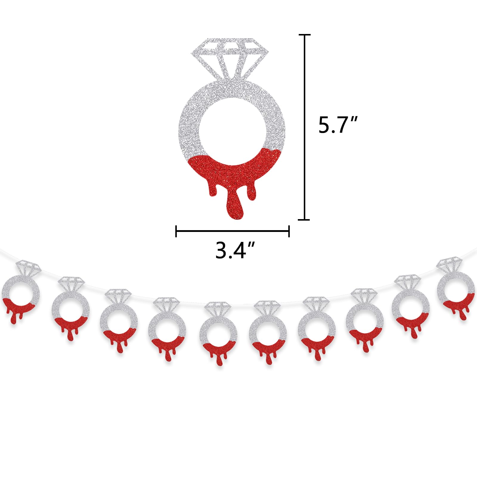 Halloween Ring Banner Blood Horror Bride to Be Garland Engagement Bachelorette Party Spooky October Bridal Shower Decor Silver