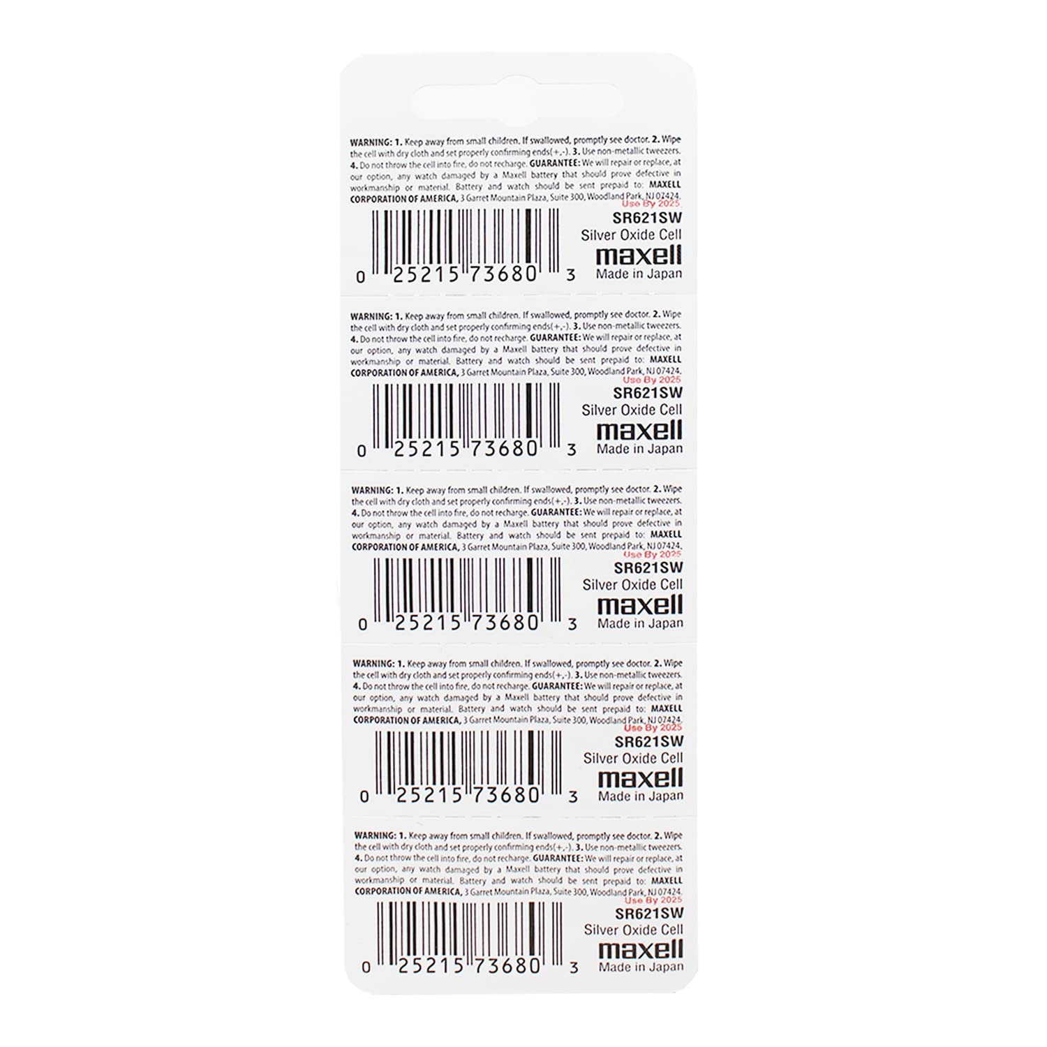 Maxell Watch Battery Button cell SR621SW SR-621SW 364 (Pack of 10)