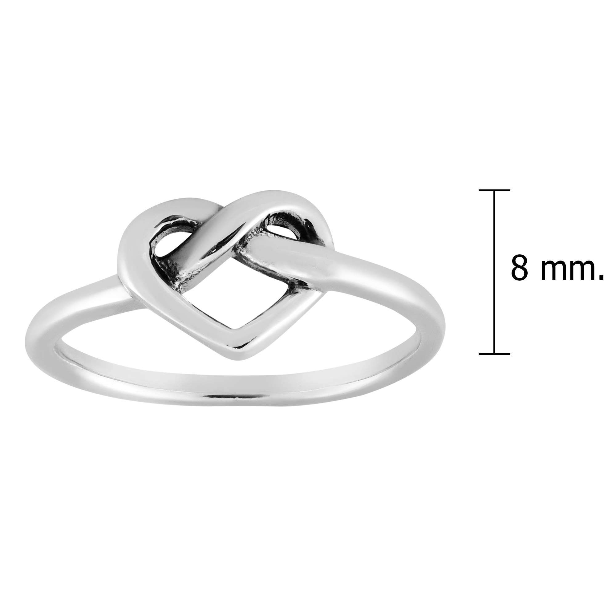 AeraVida Romance Inspired Forever Love Infinity Knot Heart Shaped .925 Sterling Silver Cute and Casual Ring Size 9