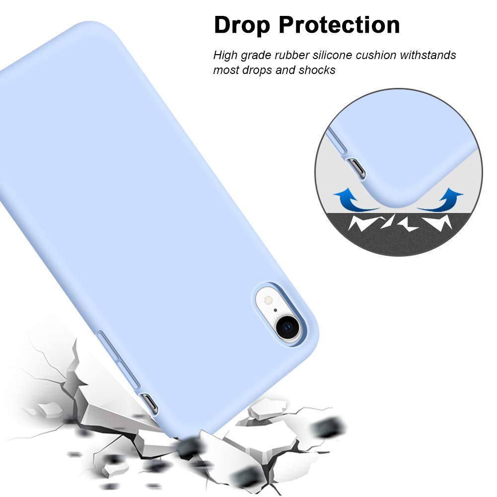 Anuck iPhone XR Case, Soft Silicone Gel Rubber Bumper Phone Case with Anti-Scratch Microfiber Lining Hard Shell Shockproof Full-Body Protective Case Cover for Apple iPhone XR 6.1" 2018 - Black