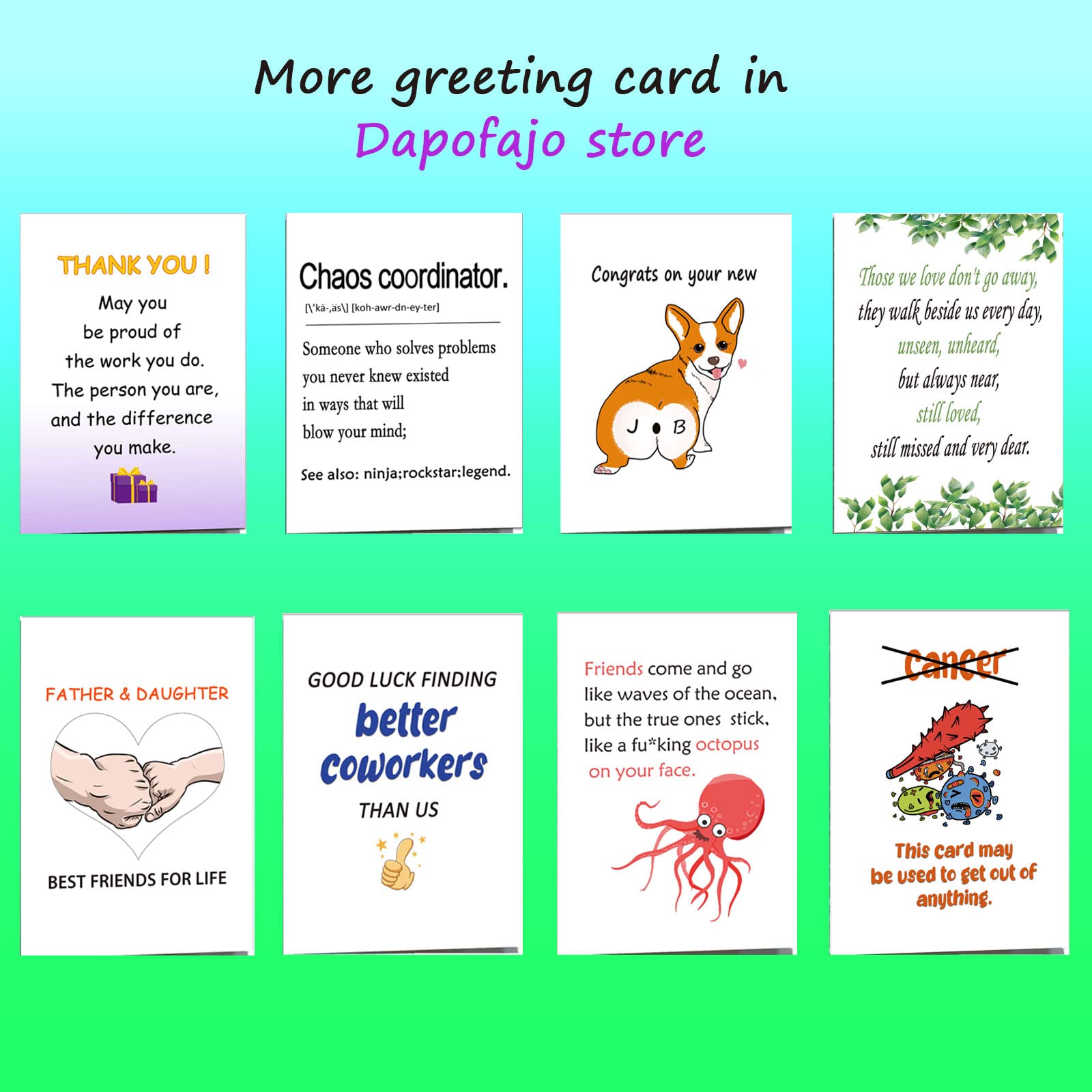 Dapofajo Boss Birthday Card, Funny Leadership Card, Teacher Appreciation Card, Mom Dad Parent Card
