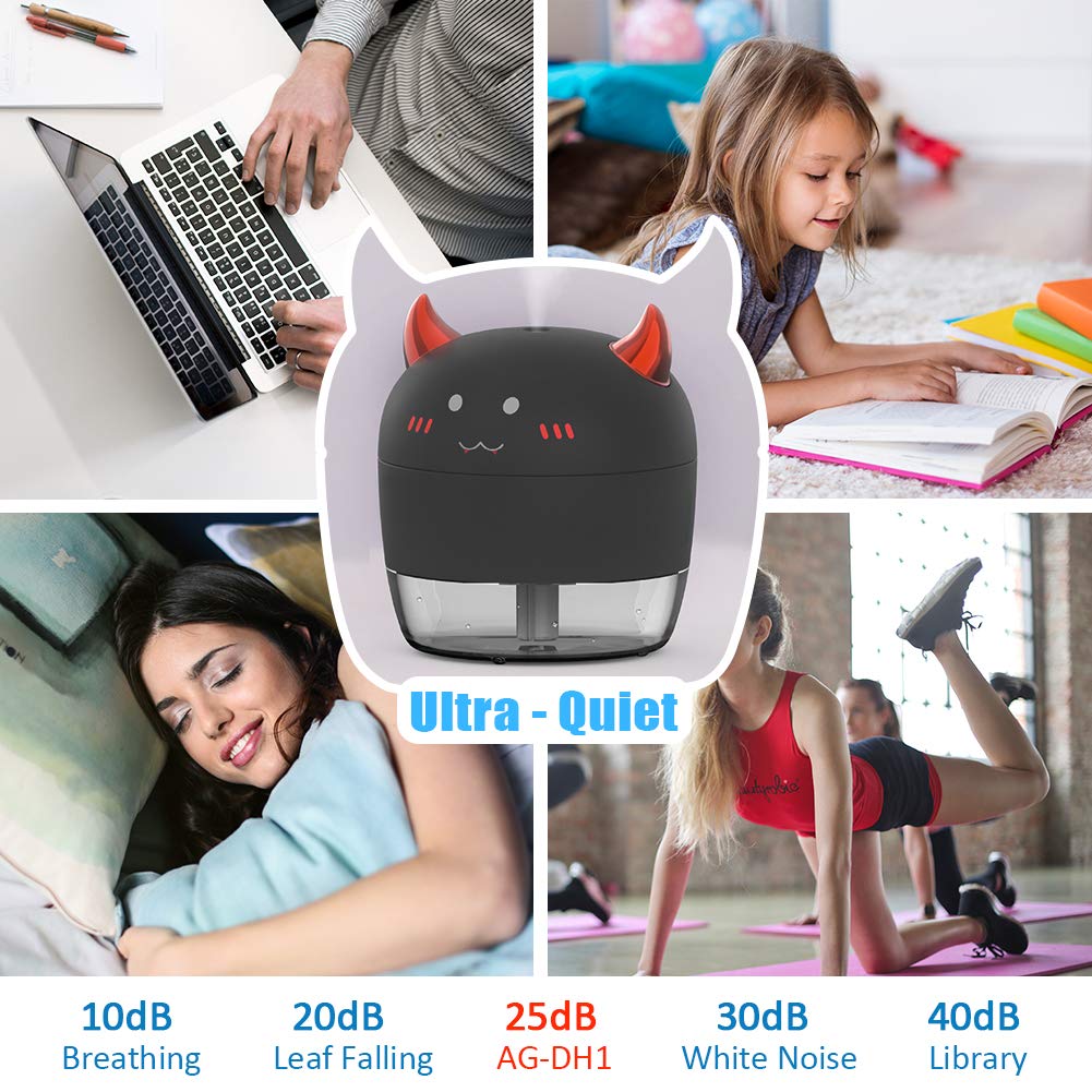 ALLYAG Ultrasonic Cool Mist Humidifier, Quiet, 7 Color Night Light, Adjustable Mist Output,Timing Auto Shut-Off, Portable Air Vaporizer Humidifier Small Devil Design is a Gift for Family Friends Kids