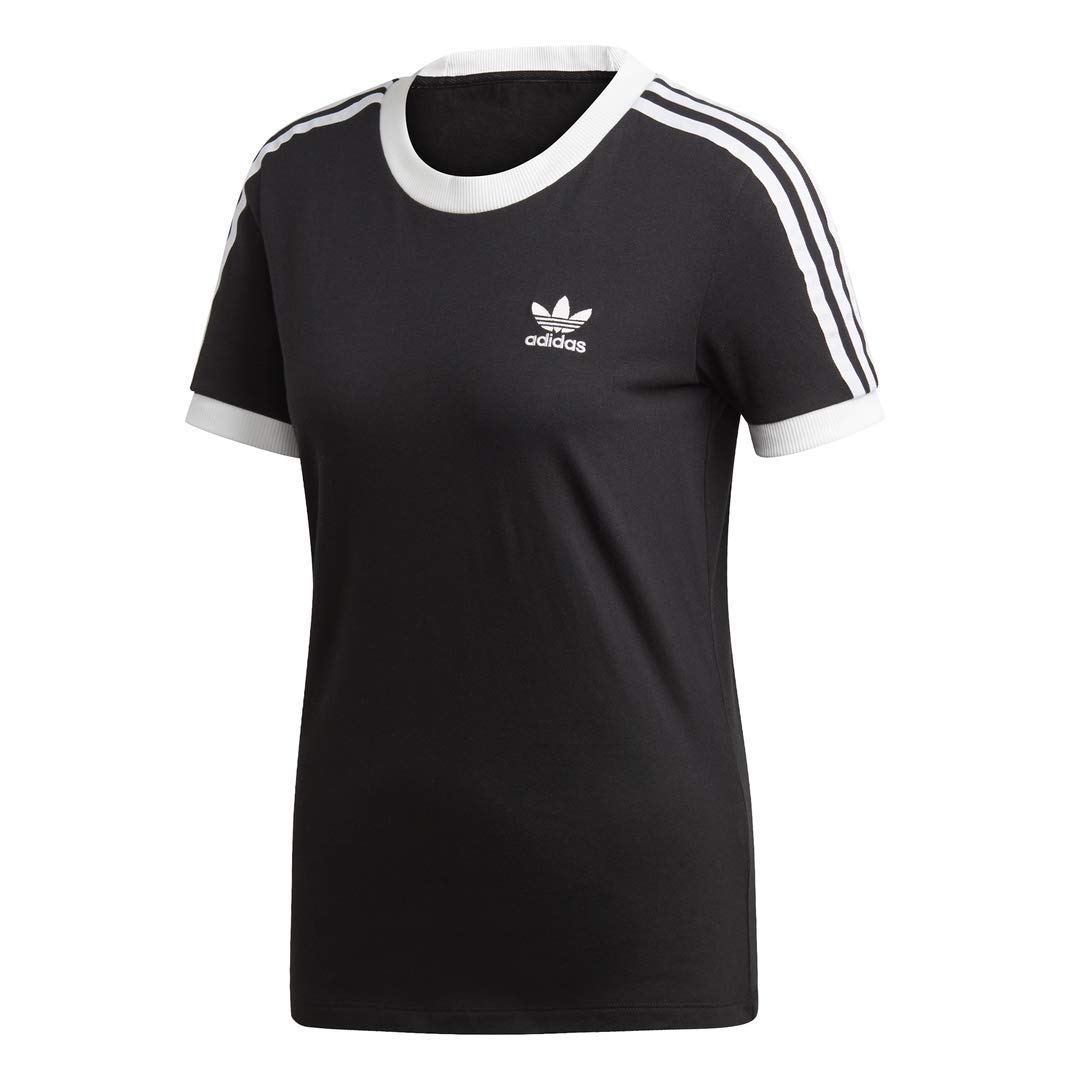 adidas Originals womens 3 Stripes T-shirt T Shirt, Black/Black/White, Medium US