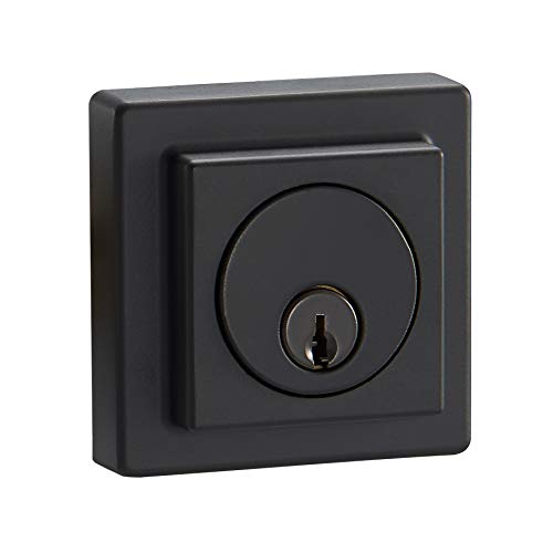 Amazon Basics Contemporary Square Deadbolt Door Key Lock, Single Cylinder, Matte Black
