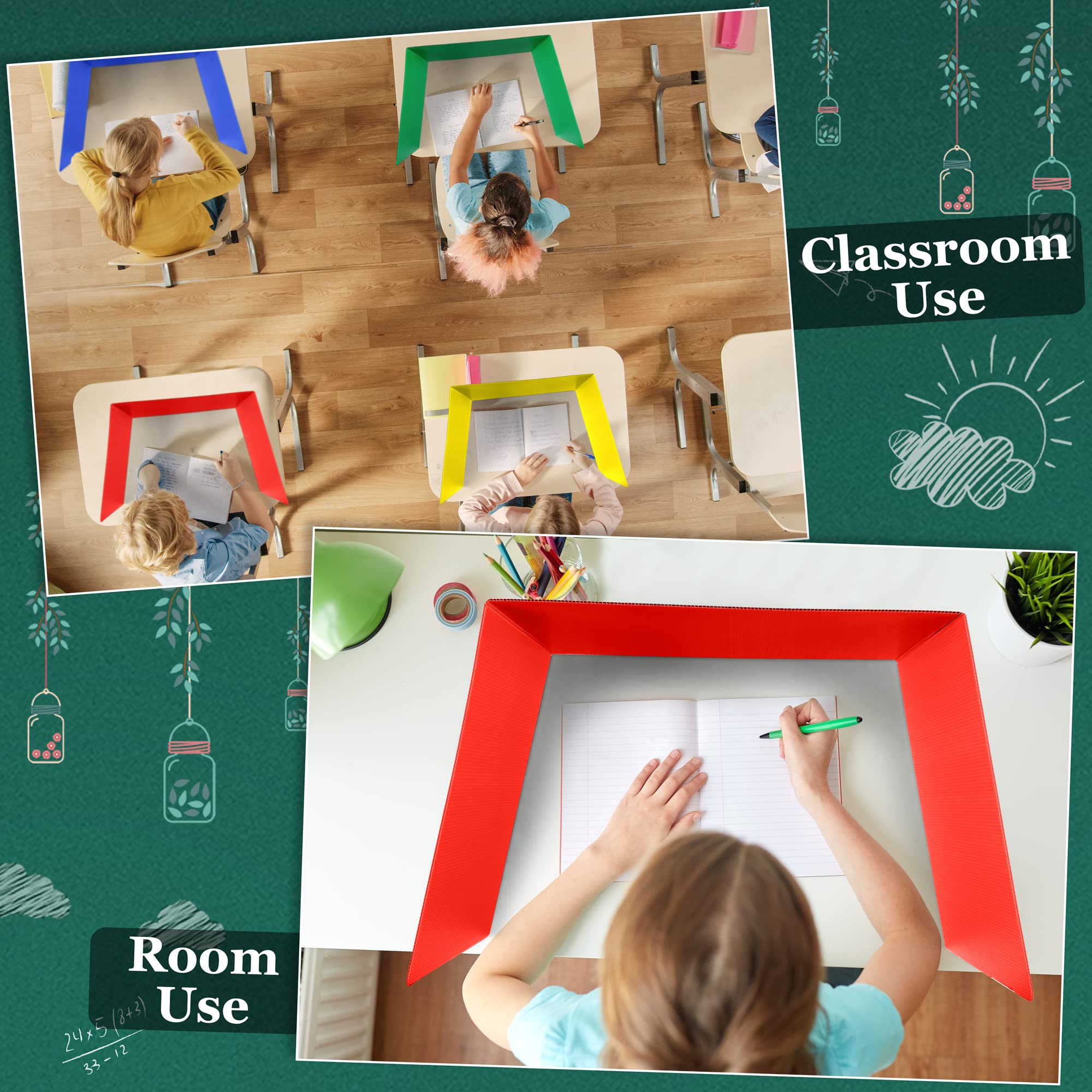 Aodaer 36 Pack Plastic Privacy Shields for Student Classroom Privacy Folders for Desks with Colorful Name Labels Classroom Privacy Boards Desk Dividers for Students Classroom Must Haves