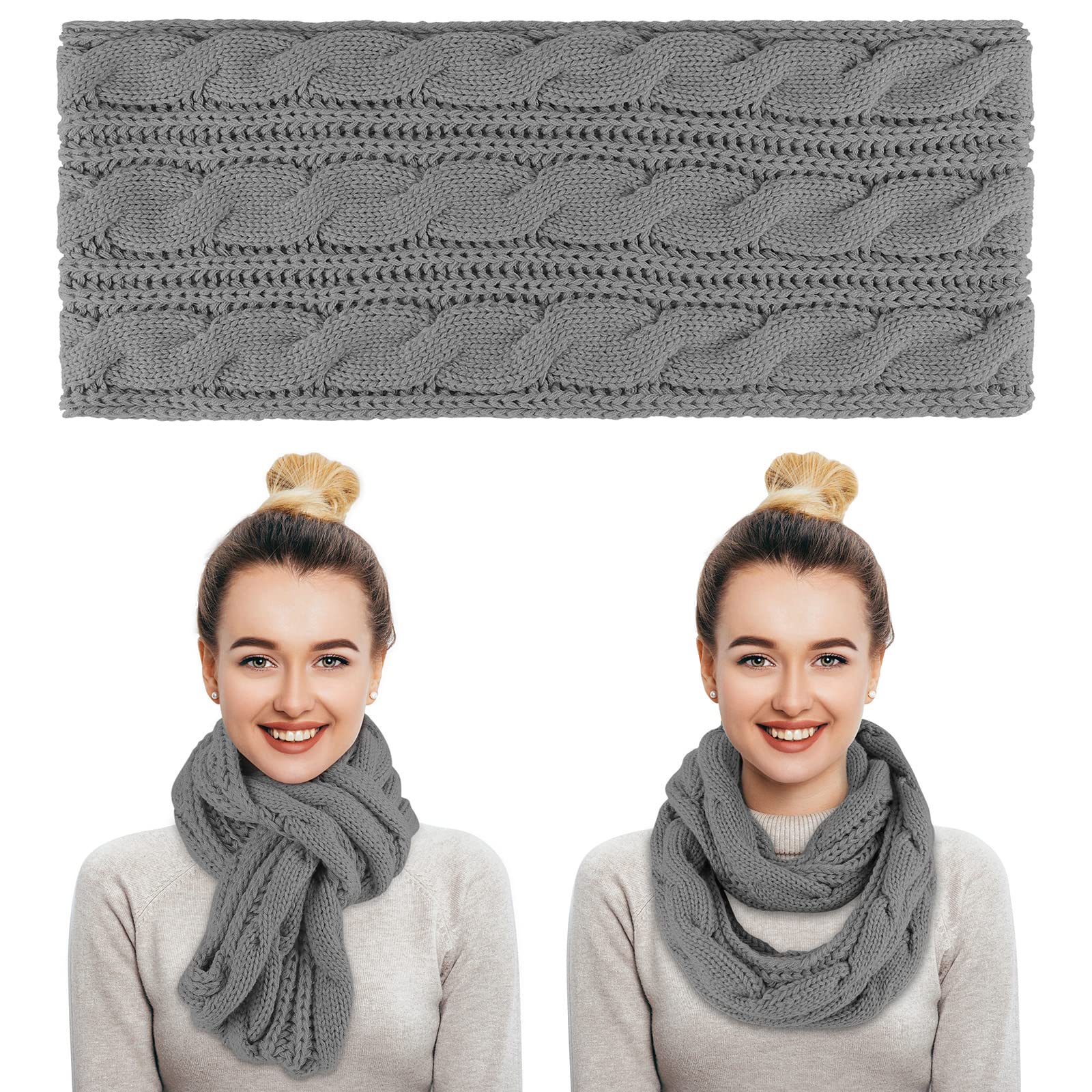 Apoway 5 in 1 Winter Set Include Knitted Pom Pom Beanie Hat Scarf Gloves Facemask and Earmuffs for Women Men