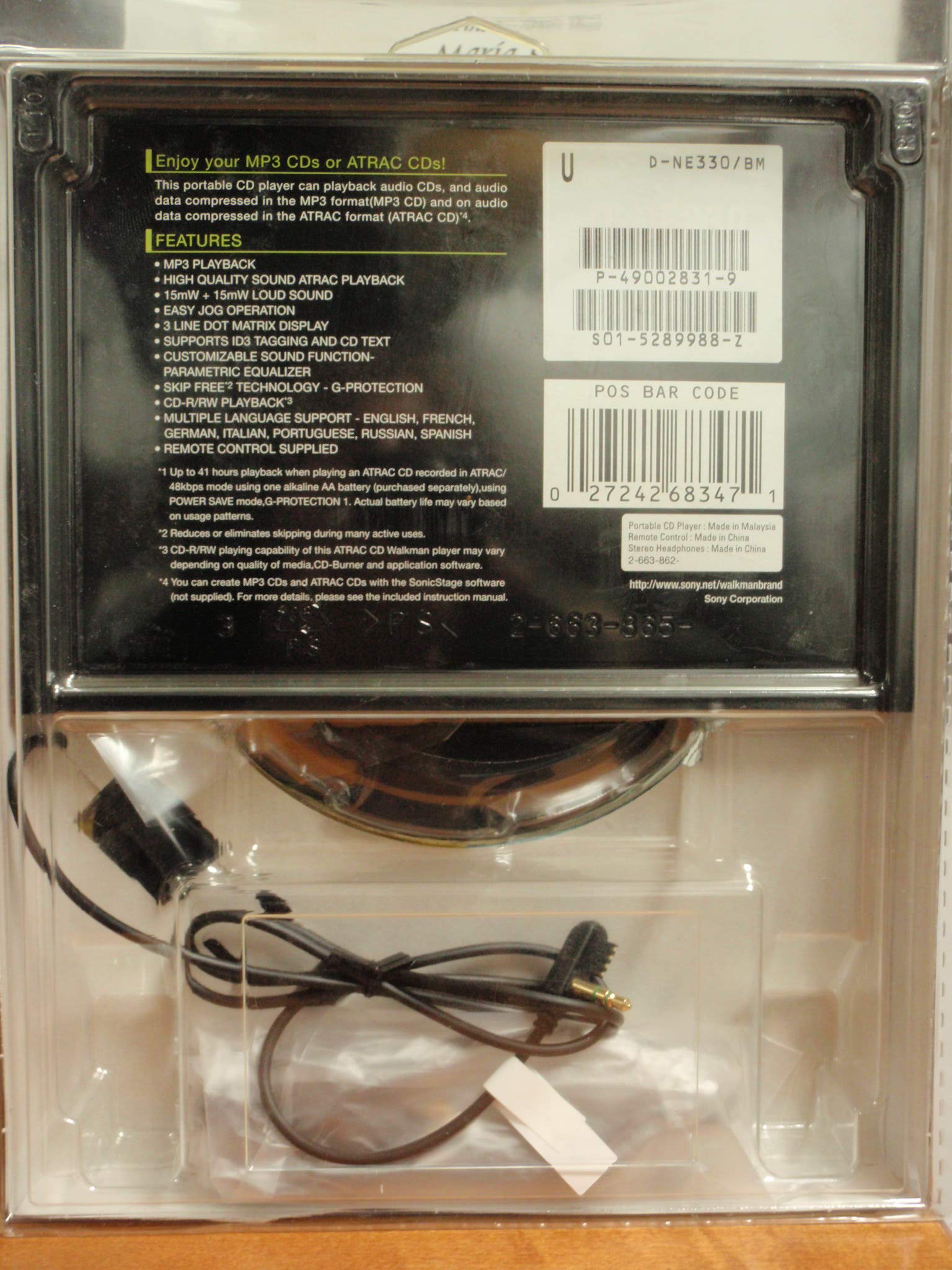 SONY Walkman D-NE330 CD Player MP3