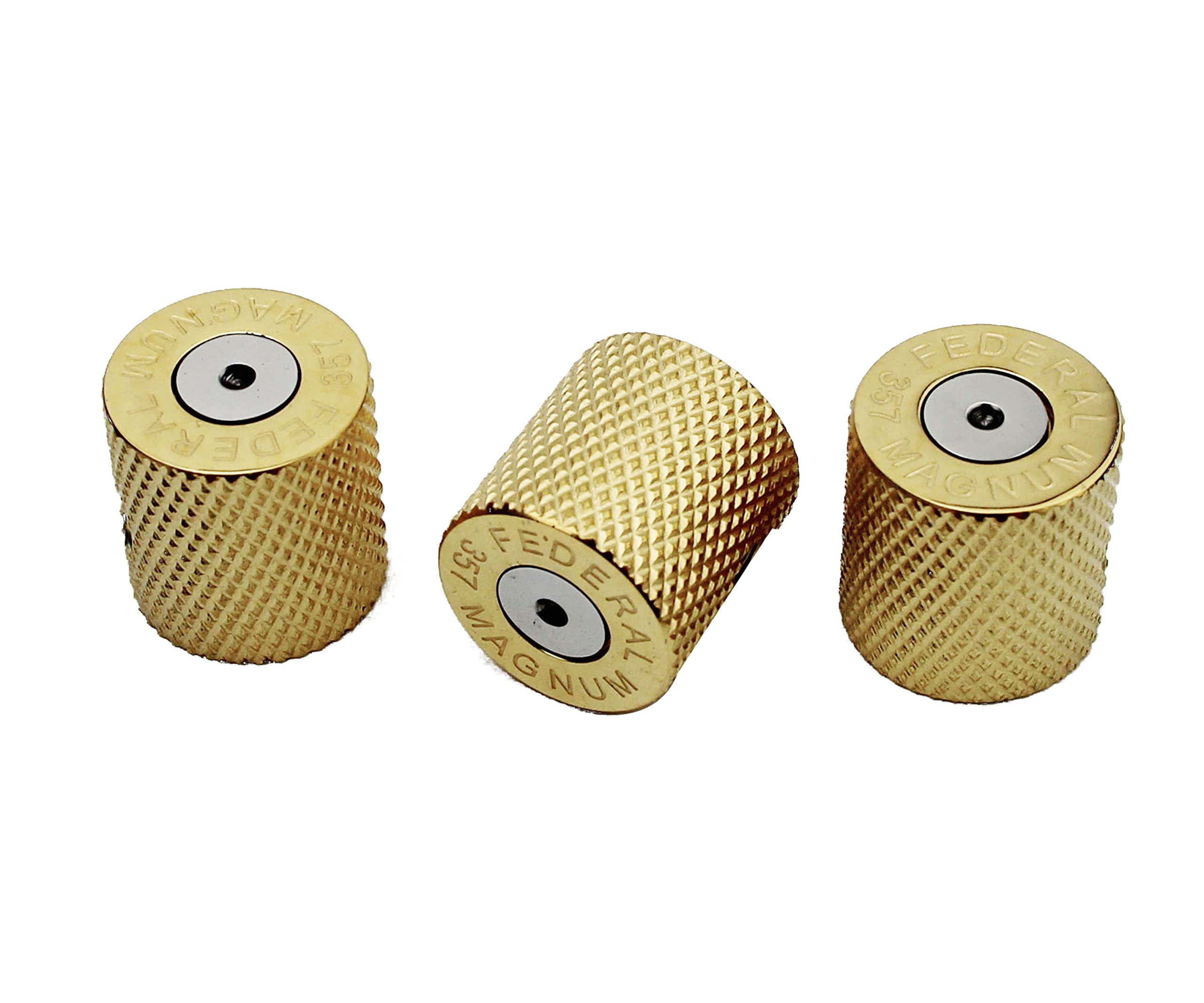 Guyker Guitar Knobs with 6mm Dia. Shaft Pots - Brass Bullet Case Style Tone and Volume Control Potentiometer Knob Replacement for Precision Electric Guitar or Bass (3 Piece, Golden)
