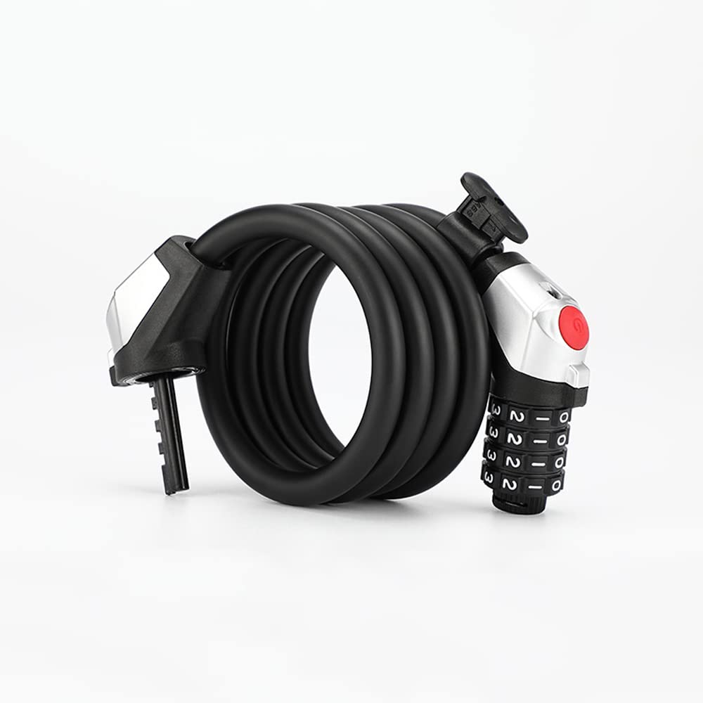 AZPINGPAN Lock Lighting Design Bicycle Lock丨12mm Thick PVC Steel Cable Anti-Theft Digital Code Lock with Lock Frame丨portable Ring 120 cm Telescopic Outdoor Riding Equipment Accessories