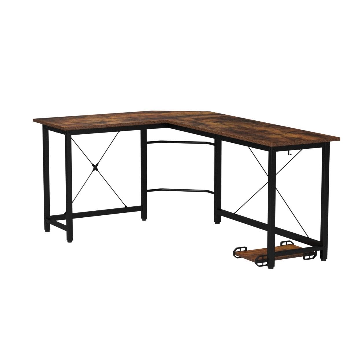 AuAg Modern 66.5ββ L-Shaped Home Office Desk, Larger Sturdy Computer PC Laptop Table, Corner Gaming Desk, Writing WorkstationDesk, Wooden Desk W/Monitor Stand