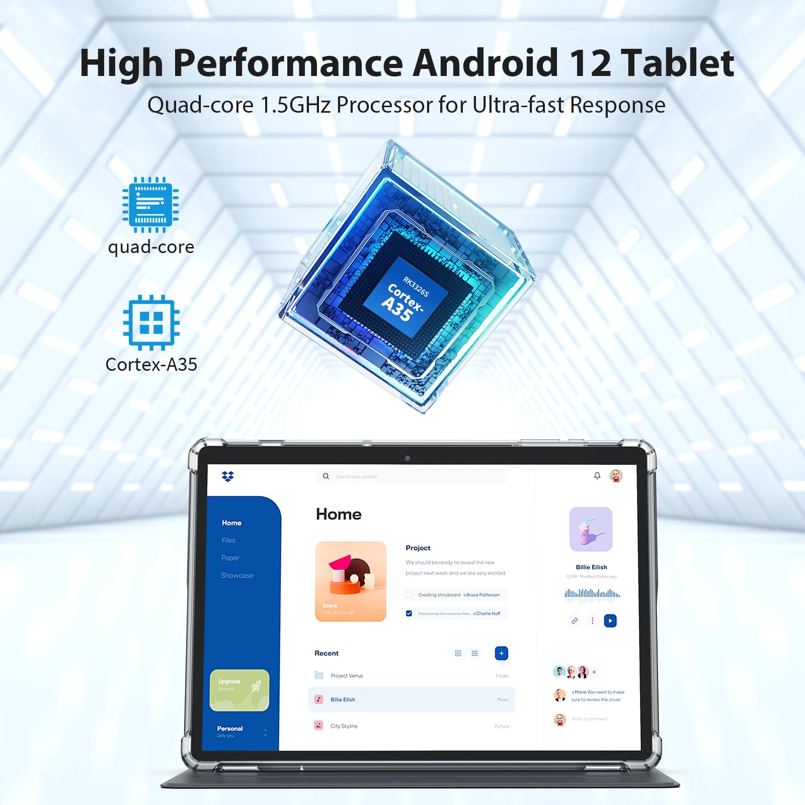 Android Tablet, 10 inch Tablet with 8000mAh Battery, 32GB ROM (512GB Expand), Dual Camera, Android 12 Tablet with Protective Cover, WiFi, Bluetooth, HD Touch Screen, Google GMS Certified