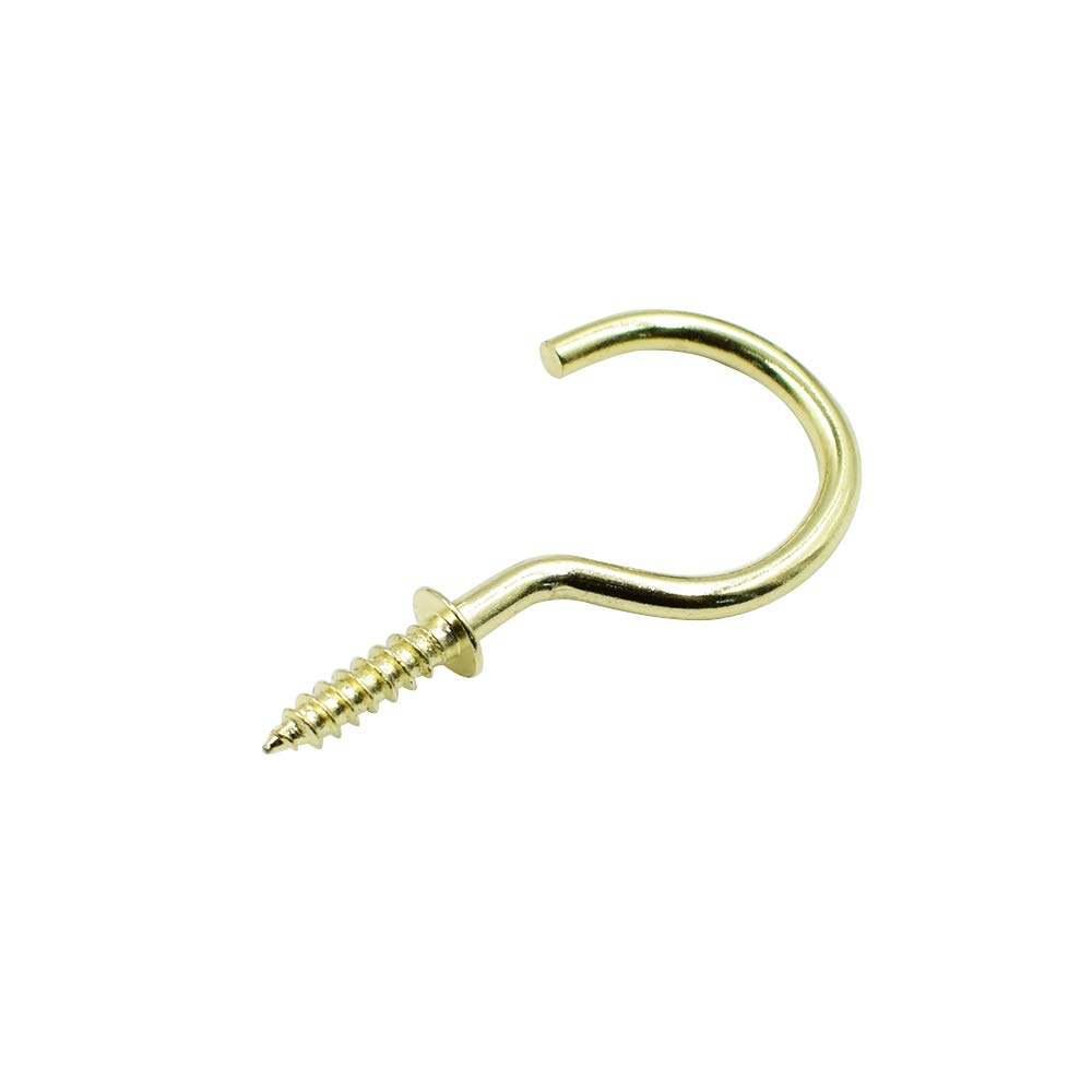 Tsnamay 50Pcs 1-1/2" Brass-Plated Ceiling Screw Cup Hooks