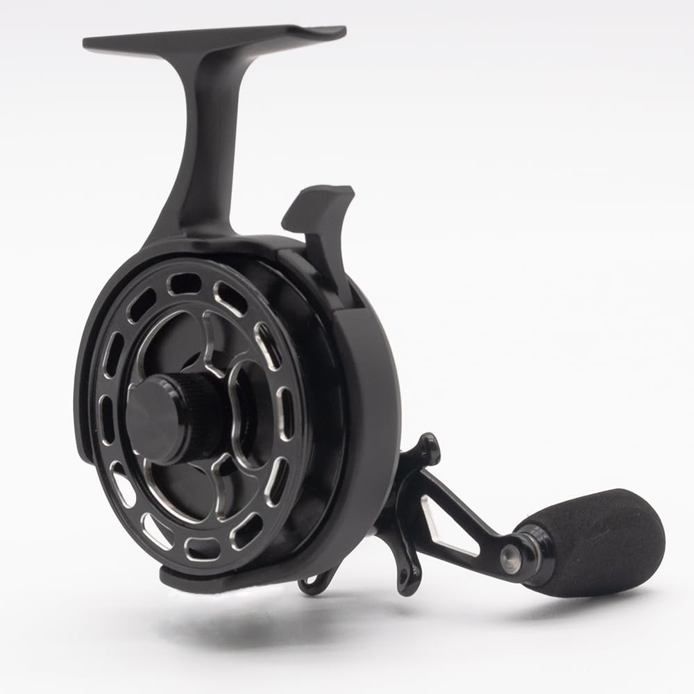 ANATONO ICI Ice Fishing Reel, Inline Freespool Reel, Magnetic Drop System Inline Ice Reel, Free-Spool Bidirectional Lever, Large Spool Diameter, 3+1 Shielded BB, 2.7:1 High Speed Ratio (Right)