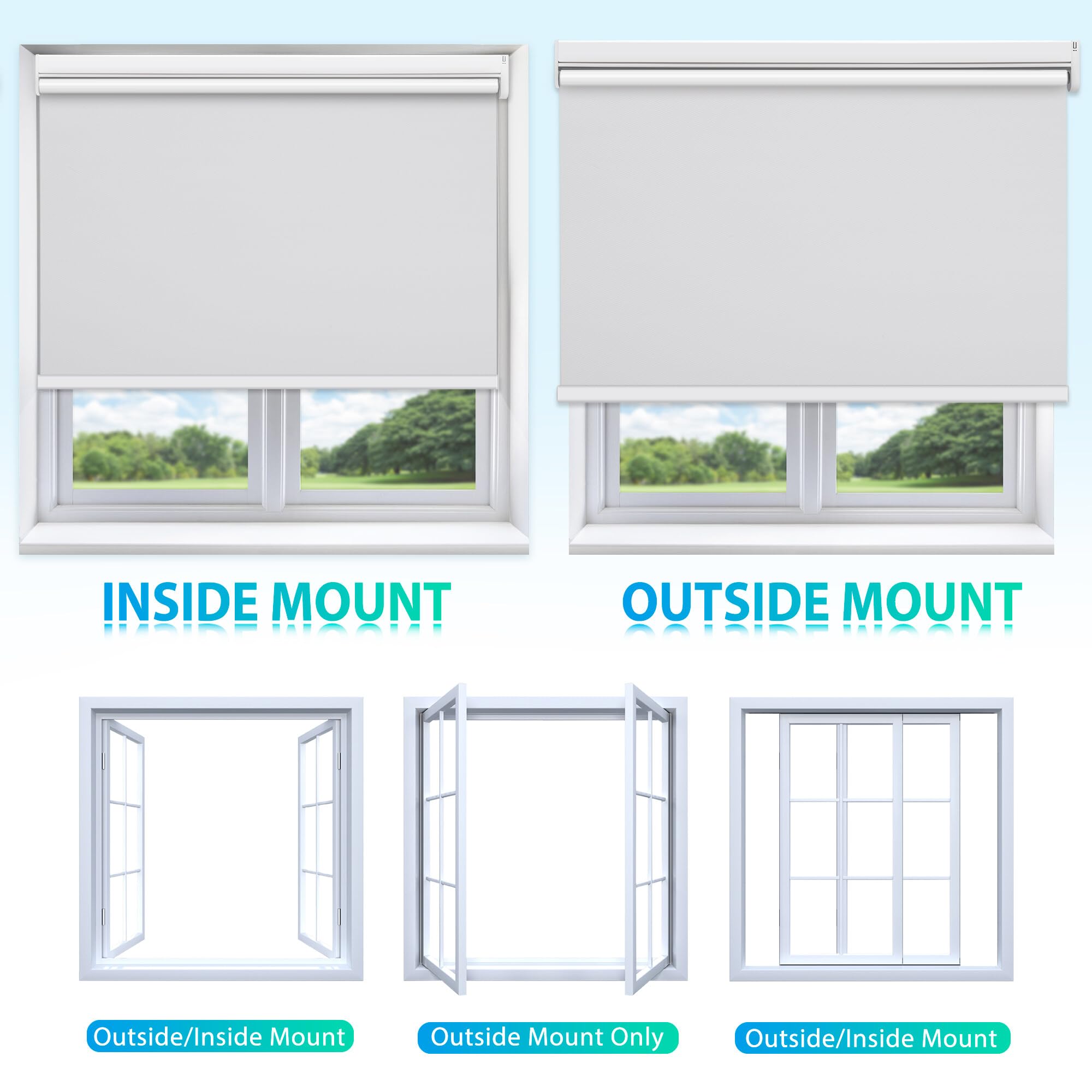 Allesin Motorized Roller Blinds with Remote Control for Windows, Blackout Smart Roller Shade, Battery Powered Electric Smart Blind (White,34" Wx72 H)