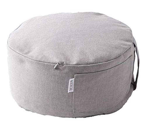 B YOGA Mod Zafu Meditation Cushion, Premium Round Yoga Pillow/Bolster with Buckwheat Fill (Shadow)