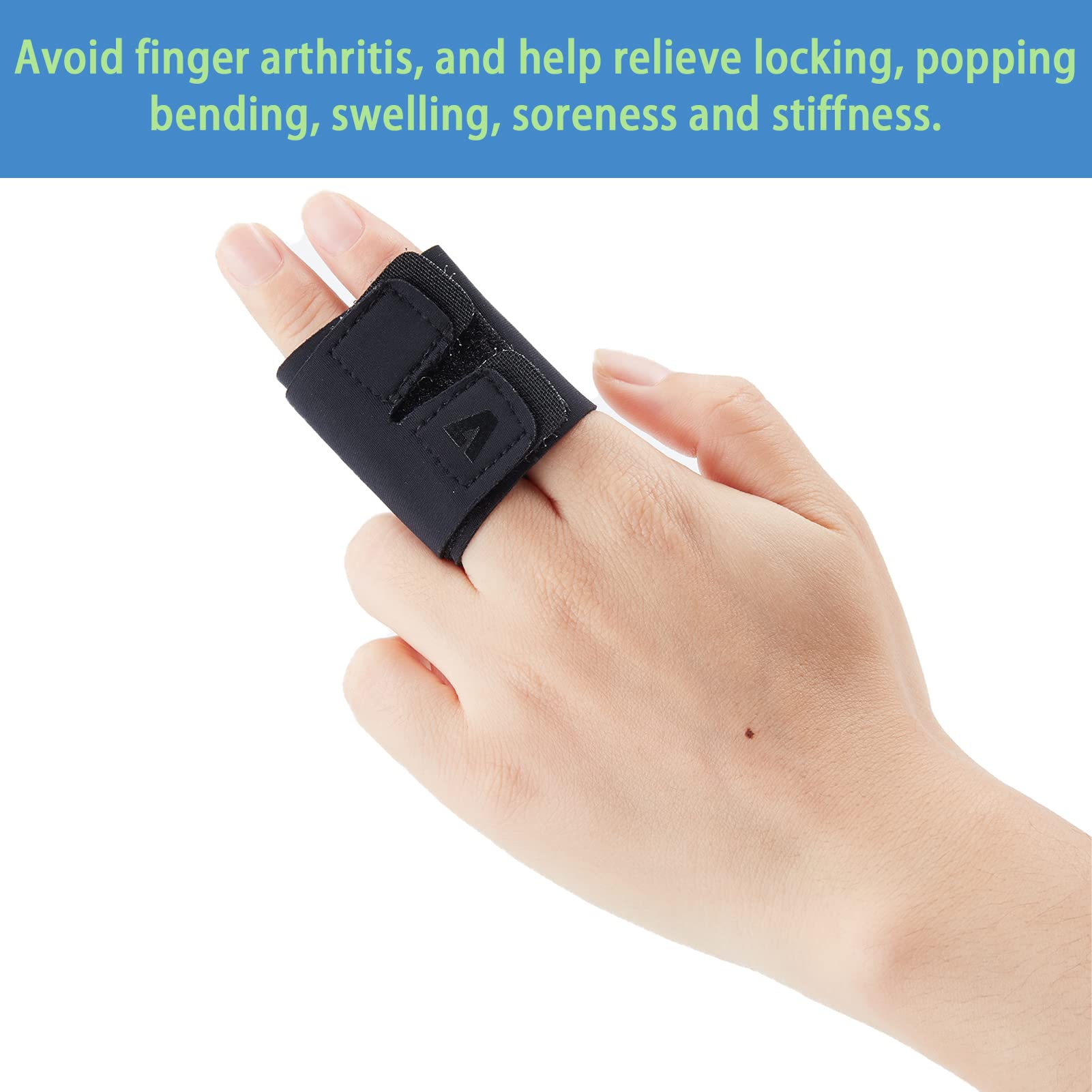 AMIJOUX 2 Pack Finger Splint Reusable Finger Support Sleeves for Sport Injuries Adjustable Elastic Trigger Finger Splints for Basketball Volleyball Tennis