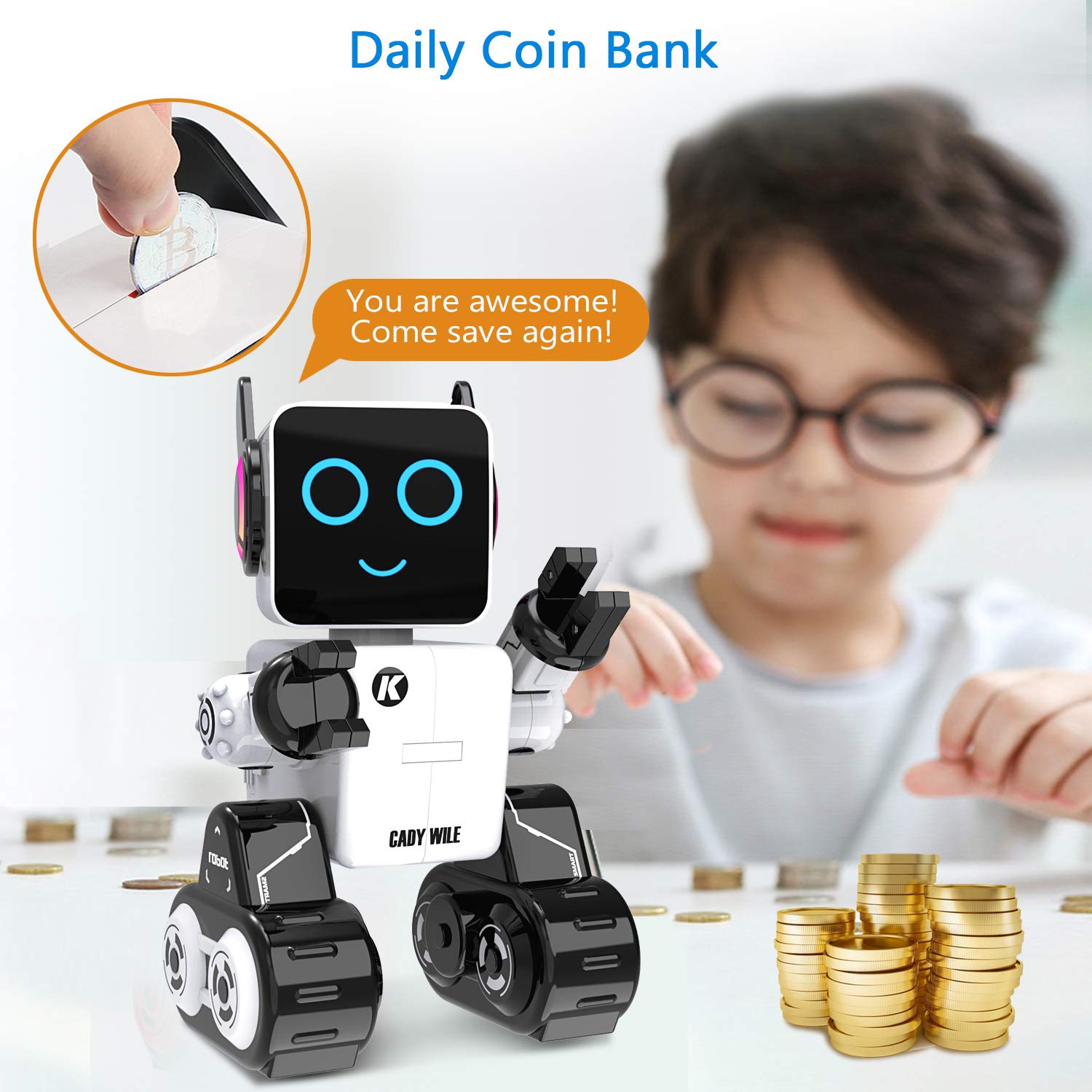 anysun Robot Toy for Kids, Remote Control Learning Educational Intelligent Programming RC Robot, Sing, Dancing, Talk, Play with Kids as a Gift for Child（Light White）