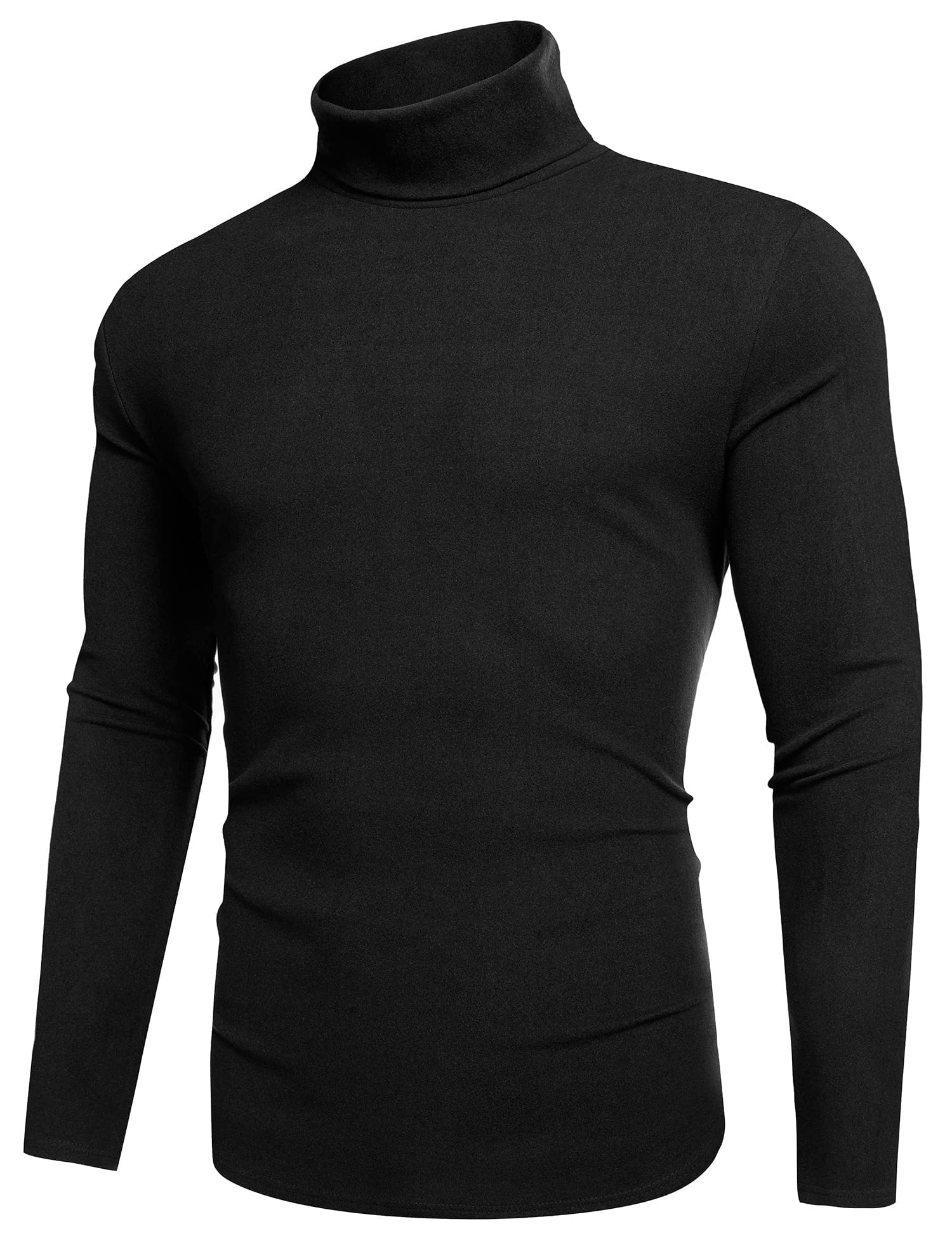 Amussiar Men's Black Turtleneck Thermal T-Shirt Lightweight Long Sleeve Basic Pullover Tops