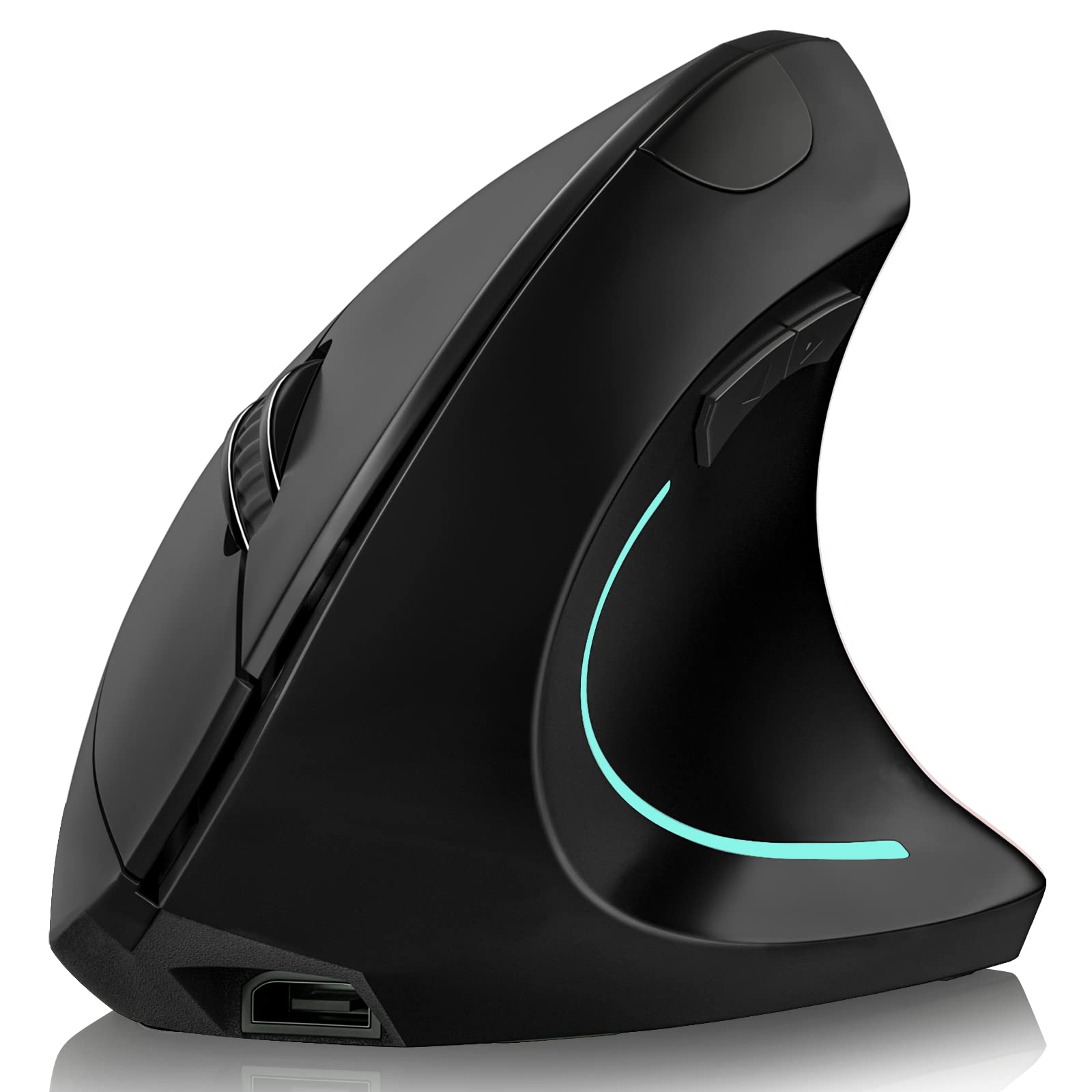 Attoe Vertical Mouse, 2.4GHz Wireless Rechargeable Ergonomic Vertical Computer Gaming Mouse,Comfortable Grip 2400 DPI Optical USB PC Gaming Mice for Laptop MAC