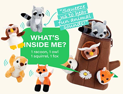 Etna Friends of the Forest Talking Treehouse Playset - 5 Plush Woodland Animals with Carry Case