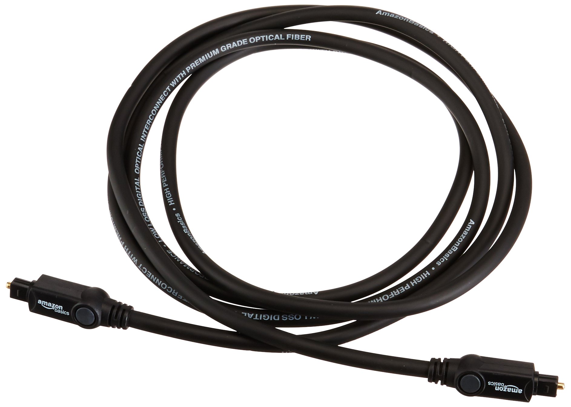 Amazon Basics Digital Optical Audio Toslink Cable for Sound Bar to TV, 6 Feet (1.8 Meters) - Pack of 5, Black