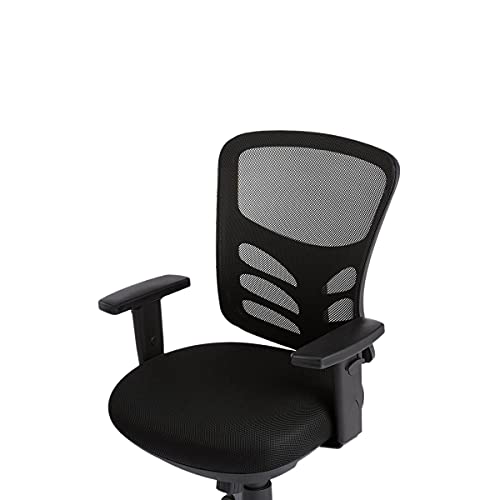 Amazon Basics Ergonomic Mid-Back Mesh Desk/Computer Chair with Adjustable Seat, Armrests, and Lumbar Support, Black, 21.26" x 25.59" x 39.17"