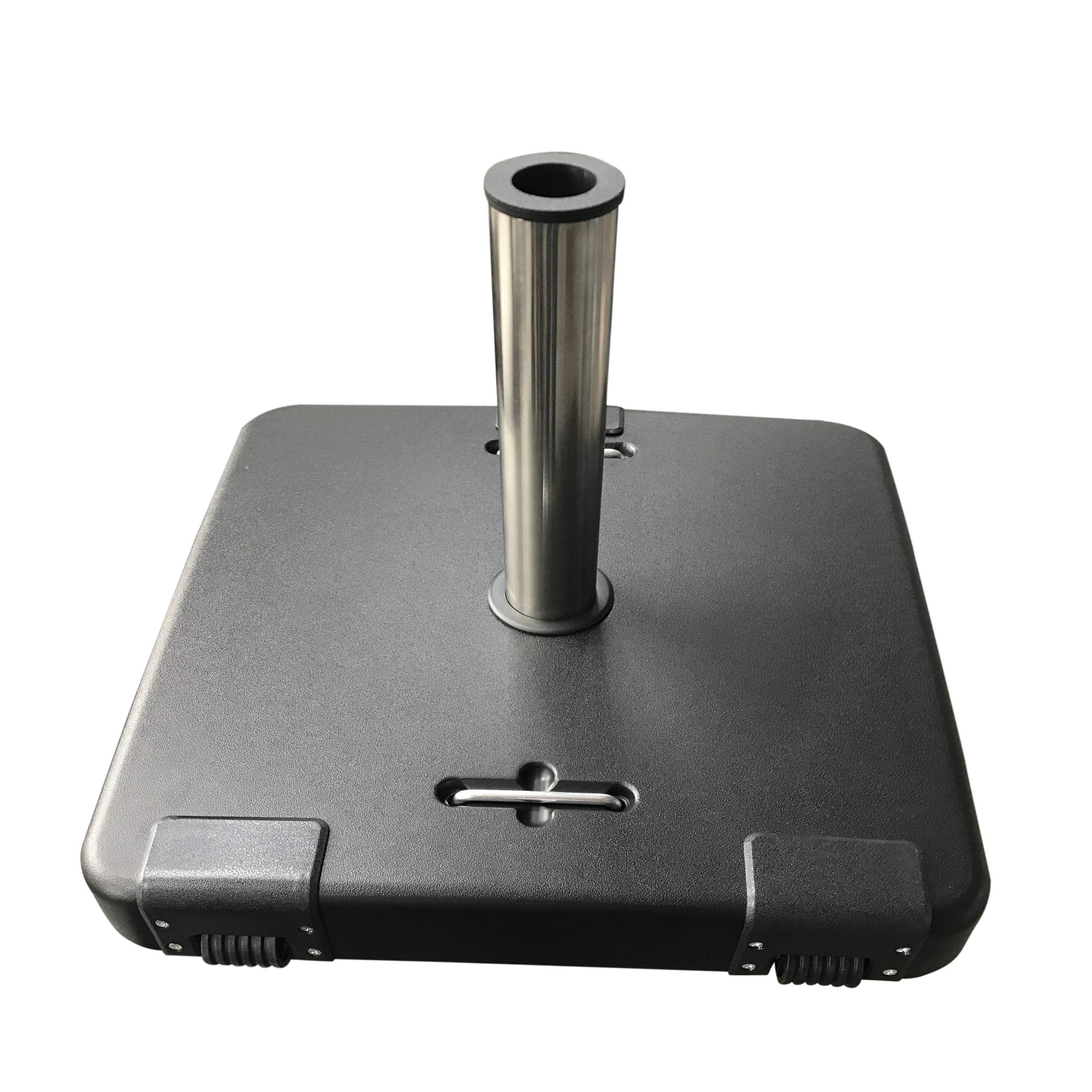 Christopher Knight Home Larissa Outdoor 119lb Concrete Square Umbrella Base with Stainless Steel Collar, Black