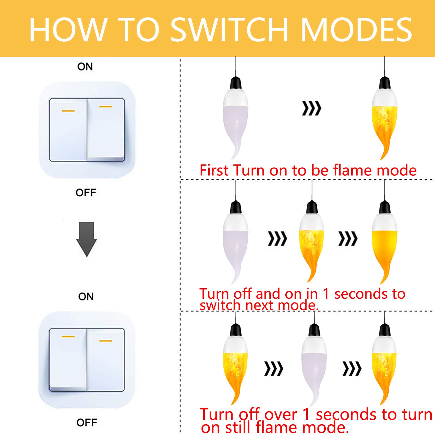 Artistic Home Xmas Decor Flame Light Bulbs - 2019 Upgrade 4 Modes Flame Effect Light Bulbs - E12 LED Flickering Candelabra Light Bulbs for Xmas/Indoor/Outdoor/Hotel/Party/Bar Decorations(2 Packs)