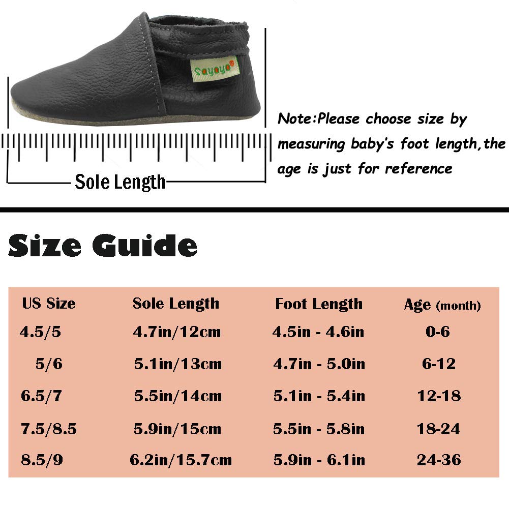 SAYOYO Baby Soft Sole Shoes Genuine Leather First Walker Infant Toddler Moccasins(6-12 Months, Black)