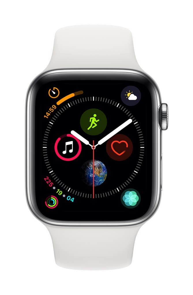 Apple Watch Series 4 (GPS + Cellular, 44mm) - Stainless Steel Case with White Sport Band