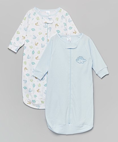 Spasilk Baby Boys 2 Pack 100% Cotton Sleep Bag Wearable Blankets, Blue Dino (2 Pieces), One Size