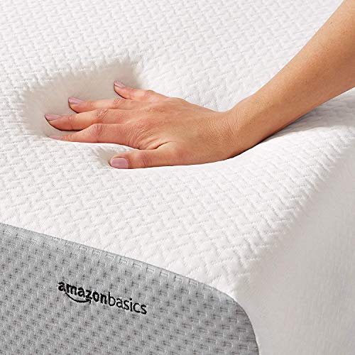 Amazon Basics Memory Foam Mattress, Soft Plush Feel, 12 Inch, Queen, White/Grey