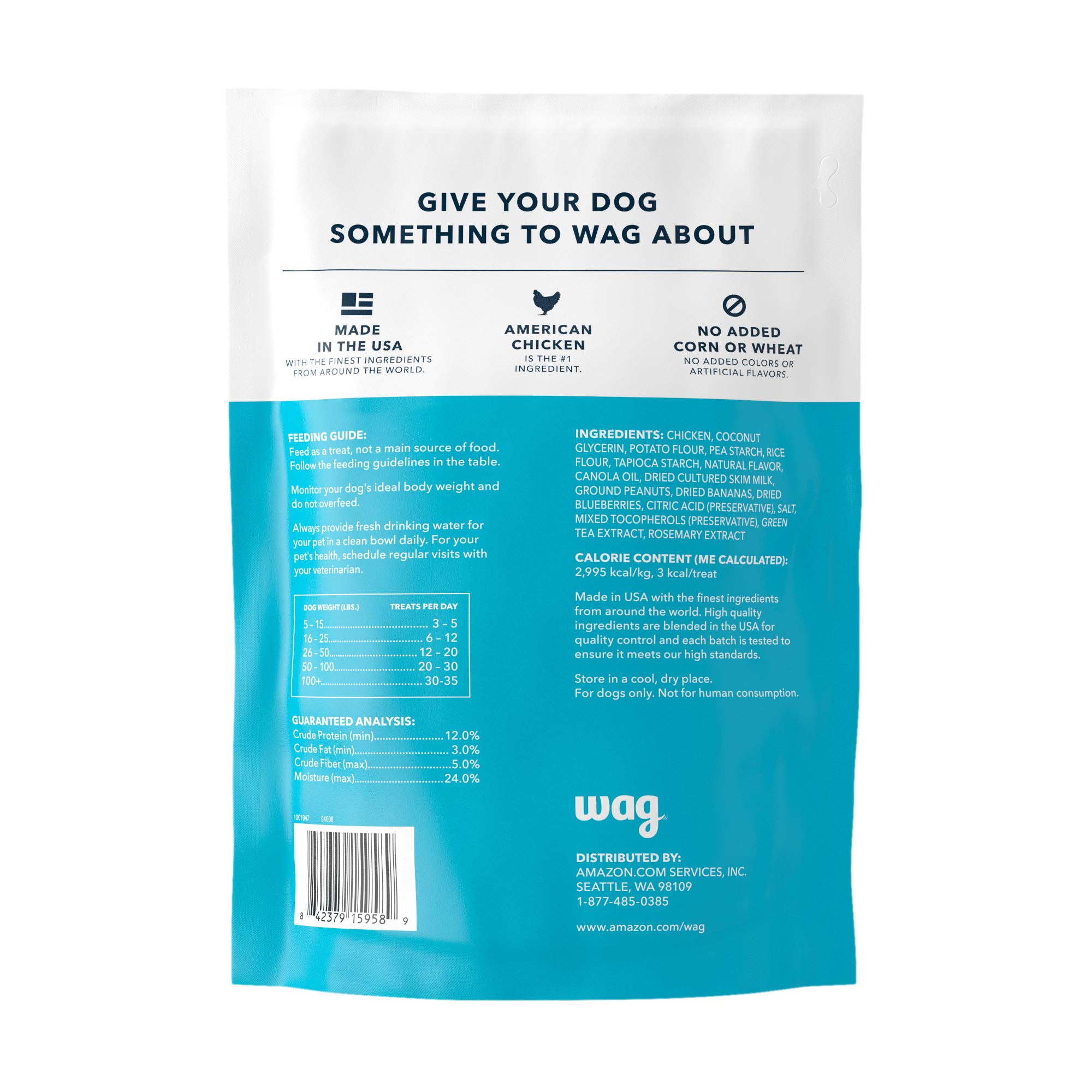 Amazon Brand - Wag Peanut Butter & Banana Flavor Training Treats for Dogs, 1 lb. Bag (16 oz)