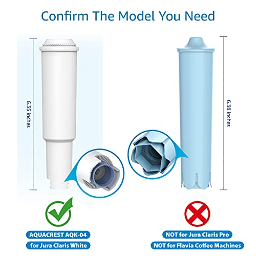 AQUACREST TÜV SÜD Certified Coffee Machine Water Filter, Replacement for Jura® Clearyl White, 64553, 7520, 60209, 68739, 62911 - Including Various Models of Nespresso®, Impressa®, 6 Pack