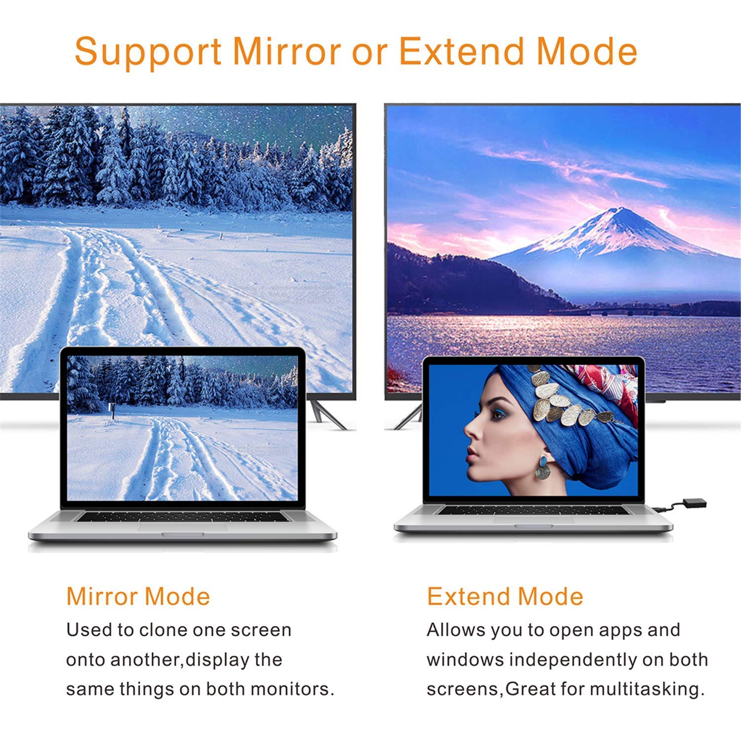 ABLEWE USB to VGA Adapter, USB 3.0/2.0 to VGA Multi-Display Converter Support Resolution 1080p for Win 7/8/8.1/10(Not Support MAC/Chromebook)