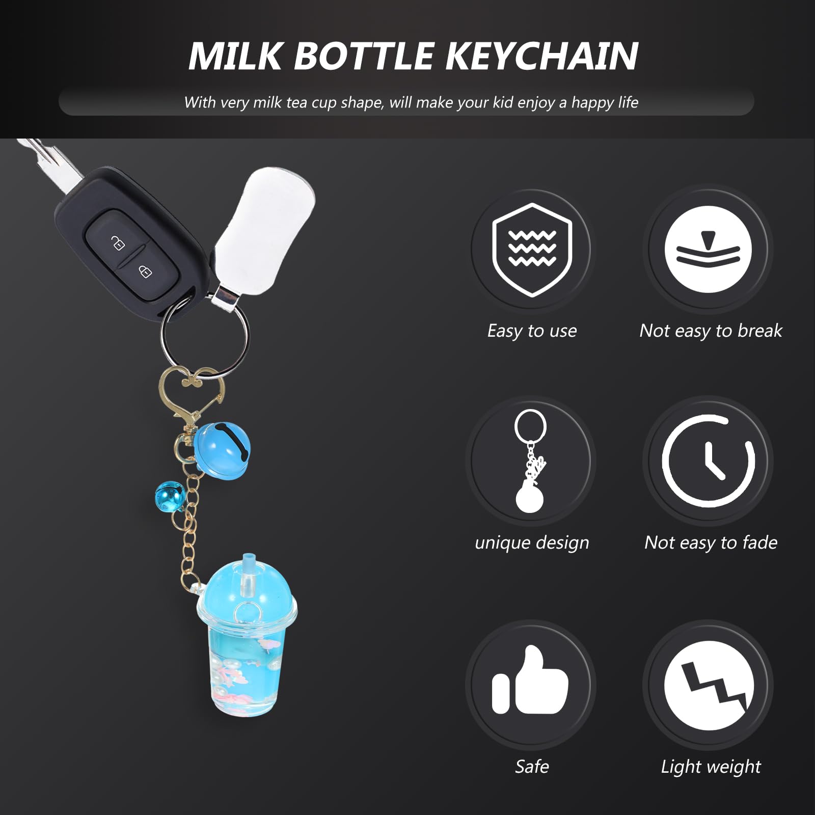 BEOSOFLOY Tea Keychain with Liquid 4PCS Bubble Tea Keychain Cute Floating Animals Tea Keychain with Liquid Quicksand Keychains Car Key Chain Key Ring Bag Pendant Decoration
