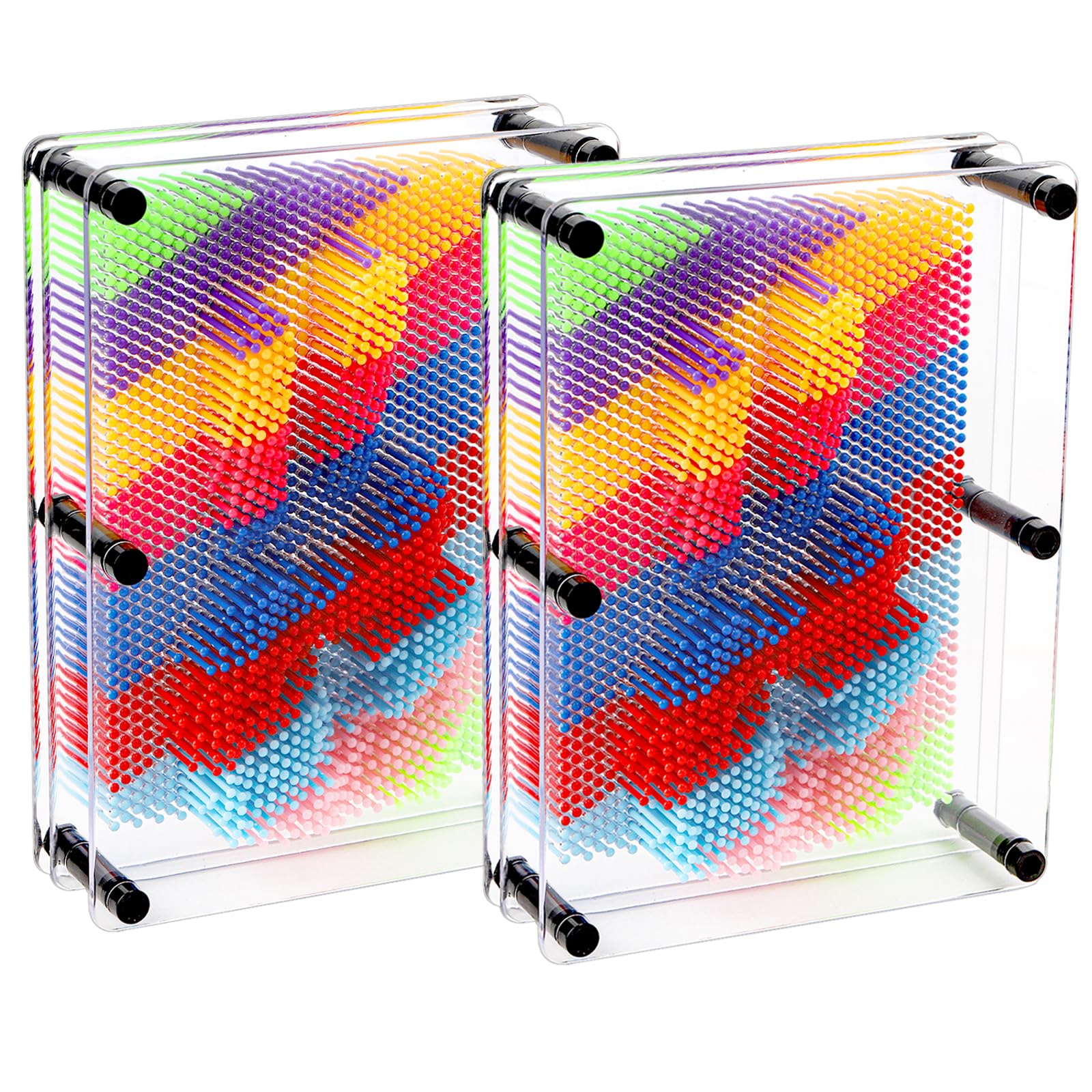 Hacaroa 2 Pack 3D Pin Art Toy, 8"x6" Plastic Pin Art Board Game Sensory Toy, Sculpture Craft Fun Creativity for Kids, Adults, Home, Office Decoration, Multicolor