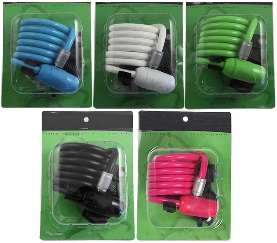 Bergain Bike Lock Chain Lock Bicycle Lock Cycling Lock Padlock Cable Lock,Steel Cable Key Lock/Anti-Shear Anti-Saw cach Lock/Bicycle Lock-Blue (Color : White)