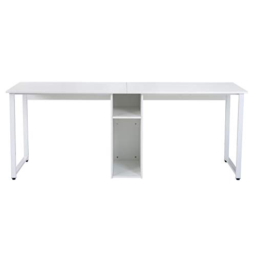 APERSUN Home Office 2-Person Desk - Large Double Computer Desk Workstation Storage & Cabinet, Writing Table Desk for Home Office - White
