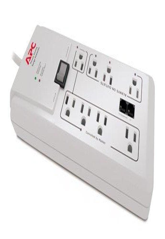 APC P8GT 8 Outlets 120V Power-Saving Home/Office SurgeArrest with Phone Protection White, 9.1 x 14.0 x 1.5