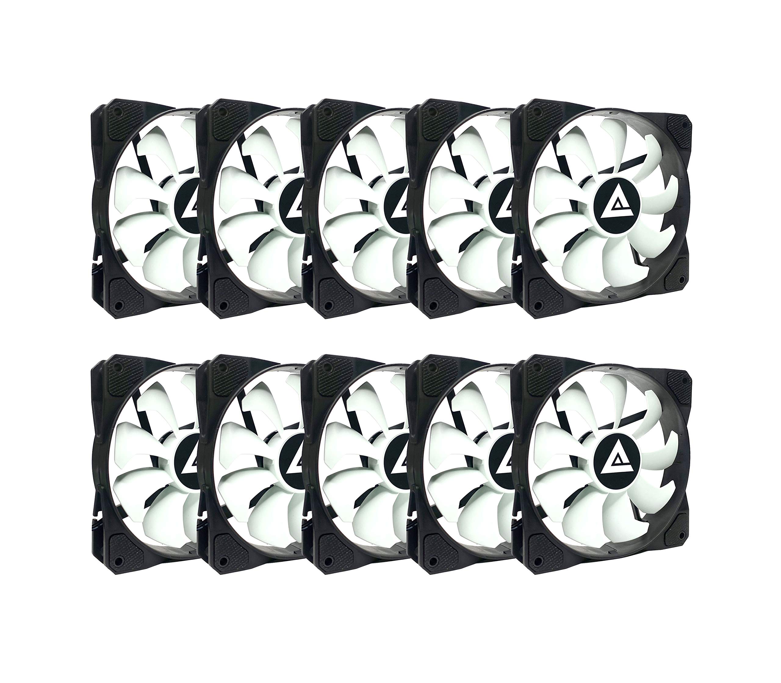 Apevia 1012S-WB 120mm 4pin Molex & 3pin Motherboard Black/White Silent Case Fan (10-pk)