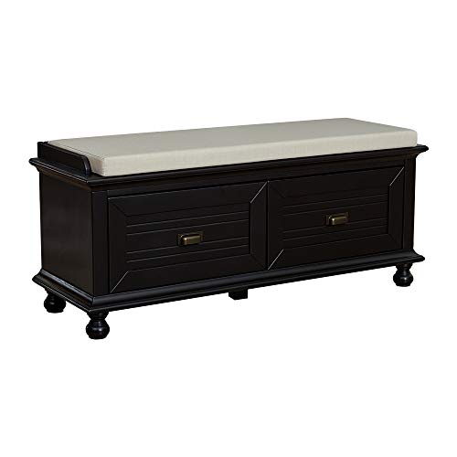 Amazon Brand – Ravenna Home Classic Solid Pine Storage Bench, 46.5"W, Black Finish