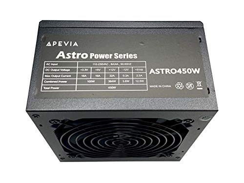 APEVIA ATX-AS450W-10 Astro 450W ATX Power Supply with Auto-Thermally Controlled 120mm Fan, 115/230V Switch, All Protections (10-pk)