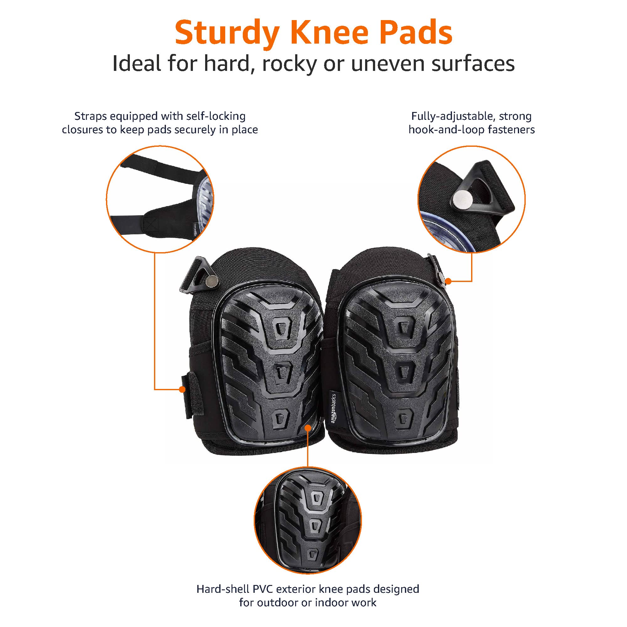 Amazon Basics Professional Gel Cushion Knee Pads - 1 Pair, Black