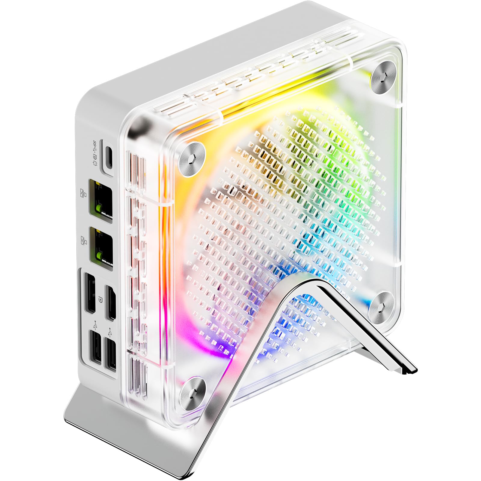 AOOSTAR MN Mini PC Gaming AMD Ryzen 5 6600H 6C/12T,Mini Computer Windows 11 Pro with 32GB DDR51T NVMe M.2 SSD,RGB Lighting Mini Desktop PC Support 2.5G RJ45 4K Triple Display/BT 5.2/WiFi 6/USB4