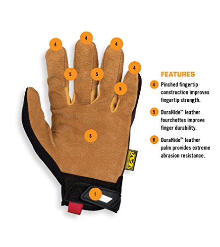 Mechanix Wear: The Original Durahide Leather Work Gloves with Secure Fit, Utility Gloves for Multi-purpose Use, Abrasion Resistant, Added Durability, Safety Gloves for Work (Brown, Large)